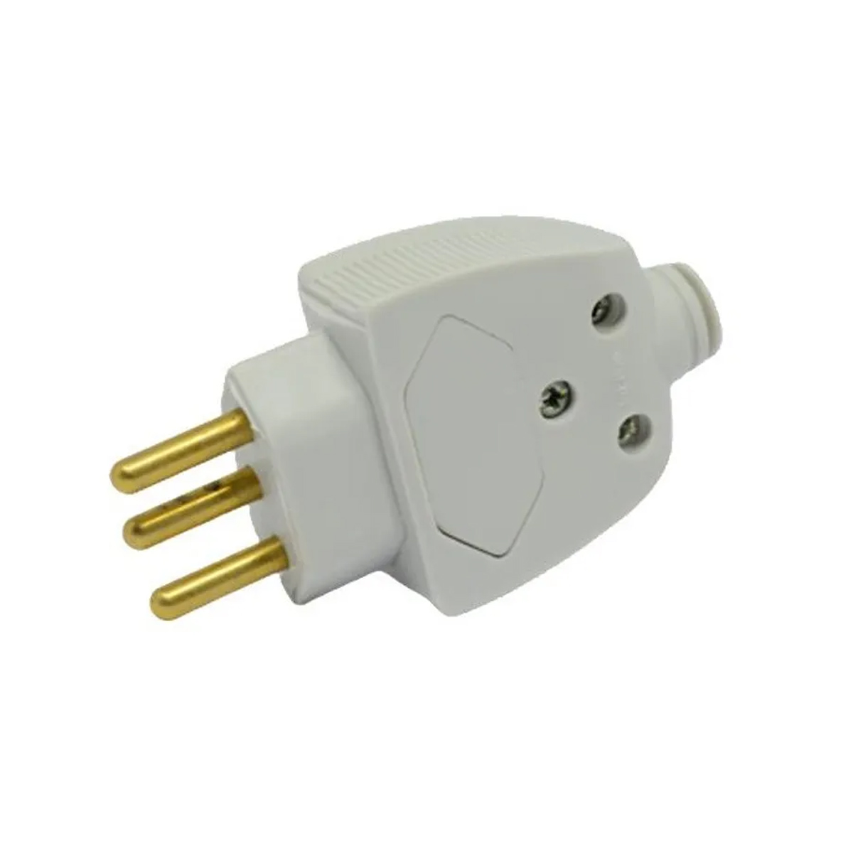 Plug 2P+T 20A Macho 250V Com Prensa Cabo Lateral/Axial Branco Pial