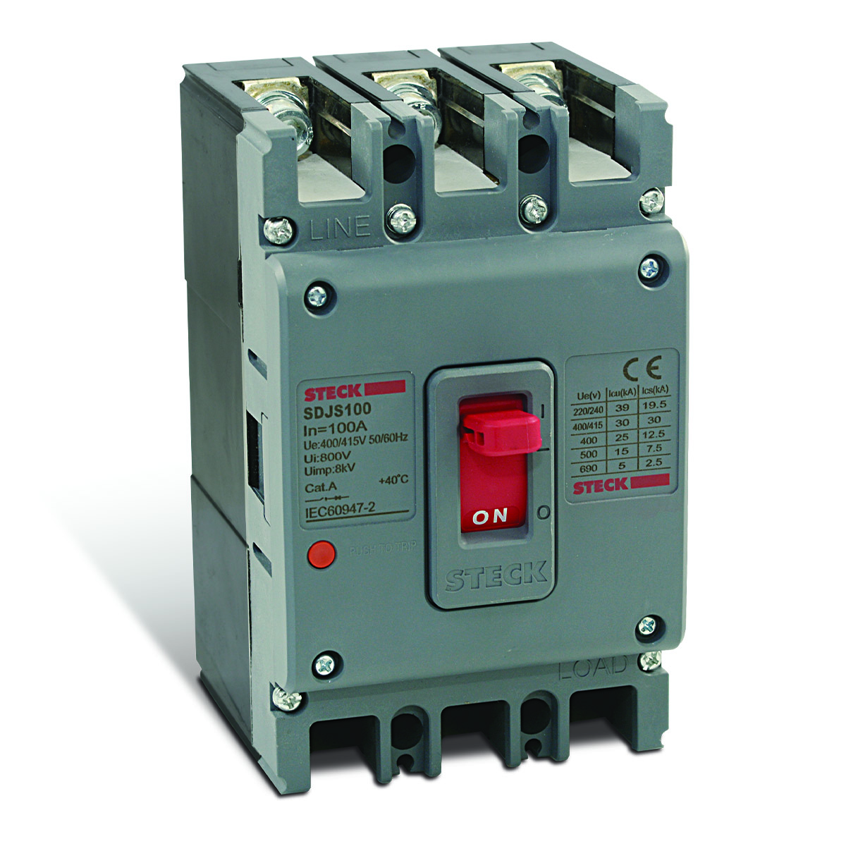 Disjuntor Caixa Moldada Tripolar 100A 30Ka 400-415V 50-60Hz Steck