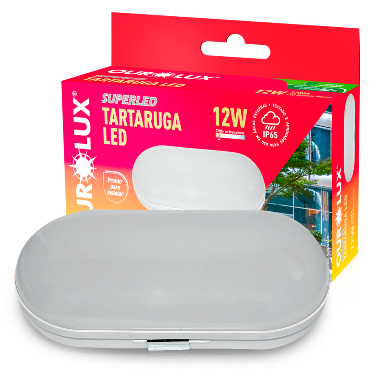 Luminária Tartaruga Led Ip65 12W 2700K Luz Amarela Ourolux