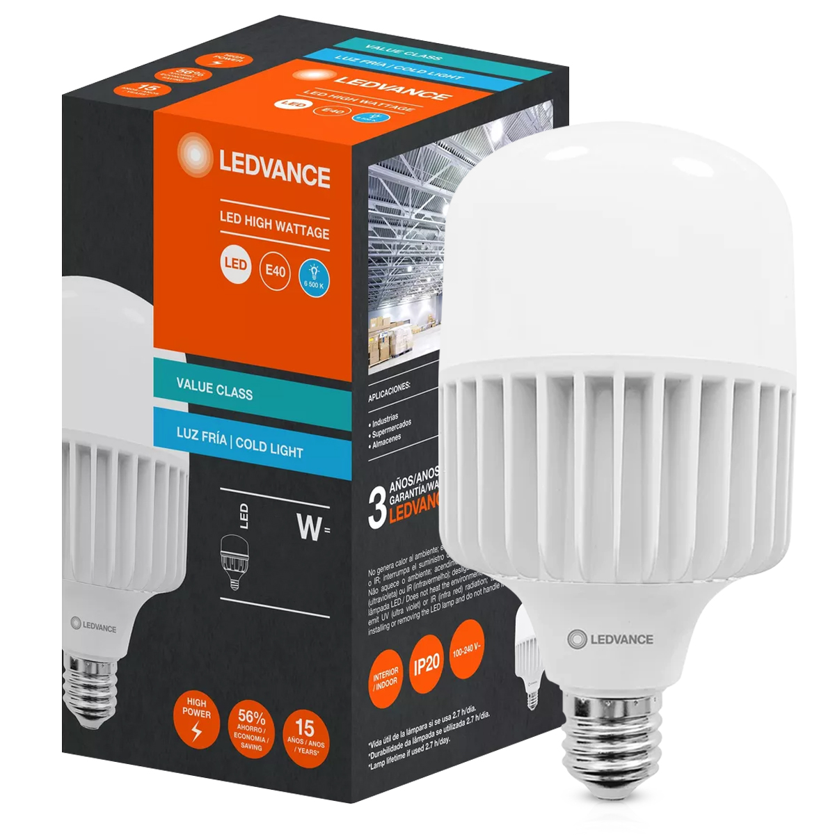 Lâmpada Led Bulbo Alta Potência 60W Bivolt E40 6500K - Ledvance