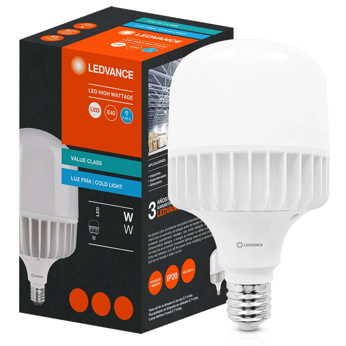 Lâmpada Led Bulbo Alta Potência 80W Bivolt E40 6500K - Ledvance