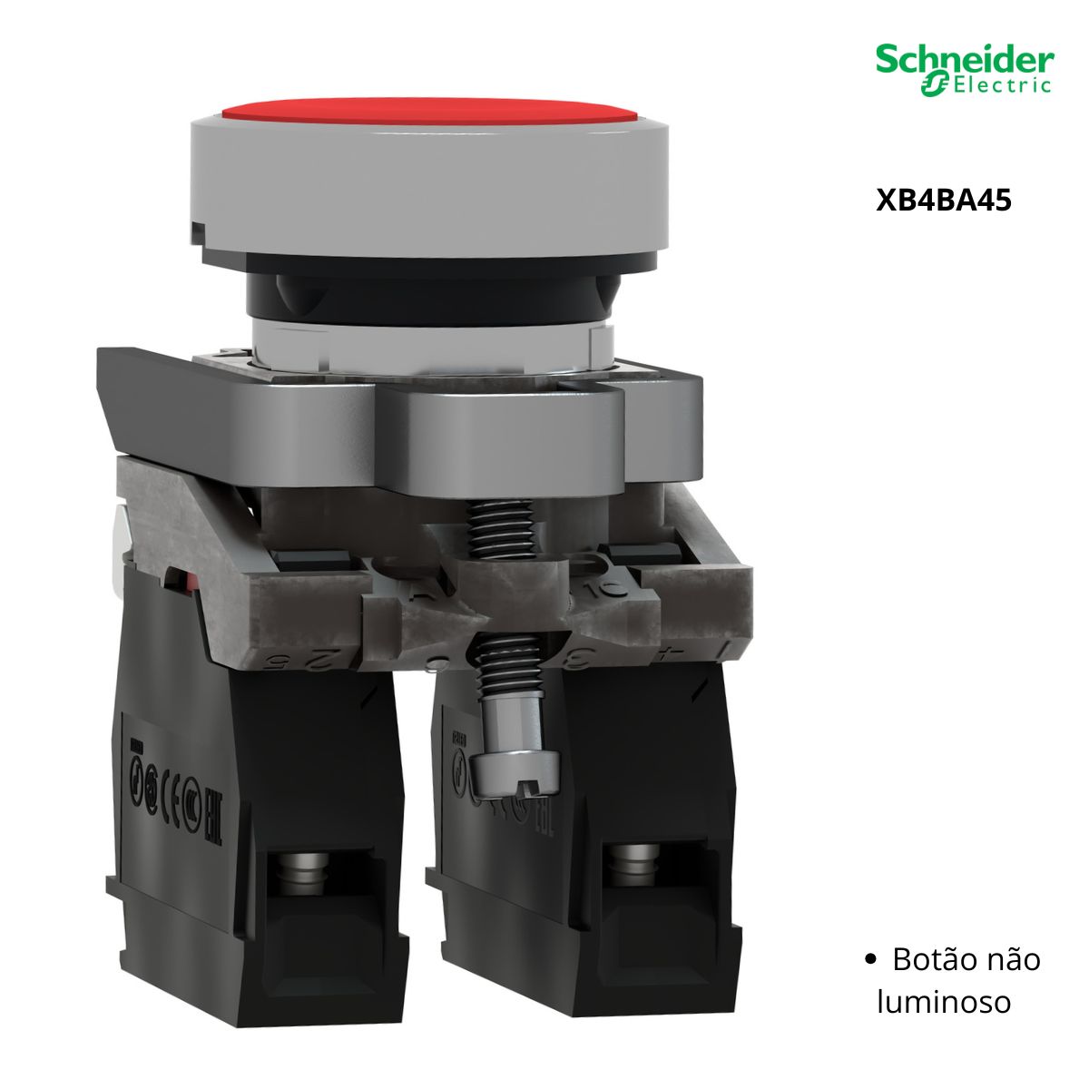 Botão Comando Normal Impulso 1Na+1Nf 22Mm Vermelho - Schneider Electric