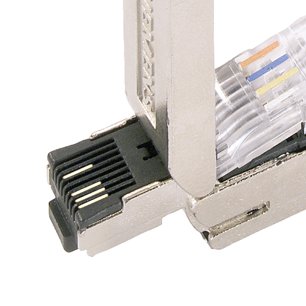 Conector Modular Industrial Blindado Rj45 Macho 180G Cat5 4 Vias Prata ...