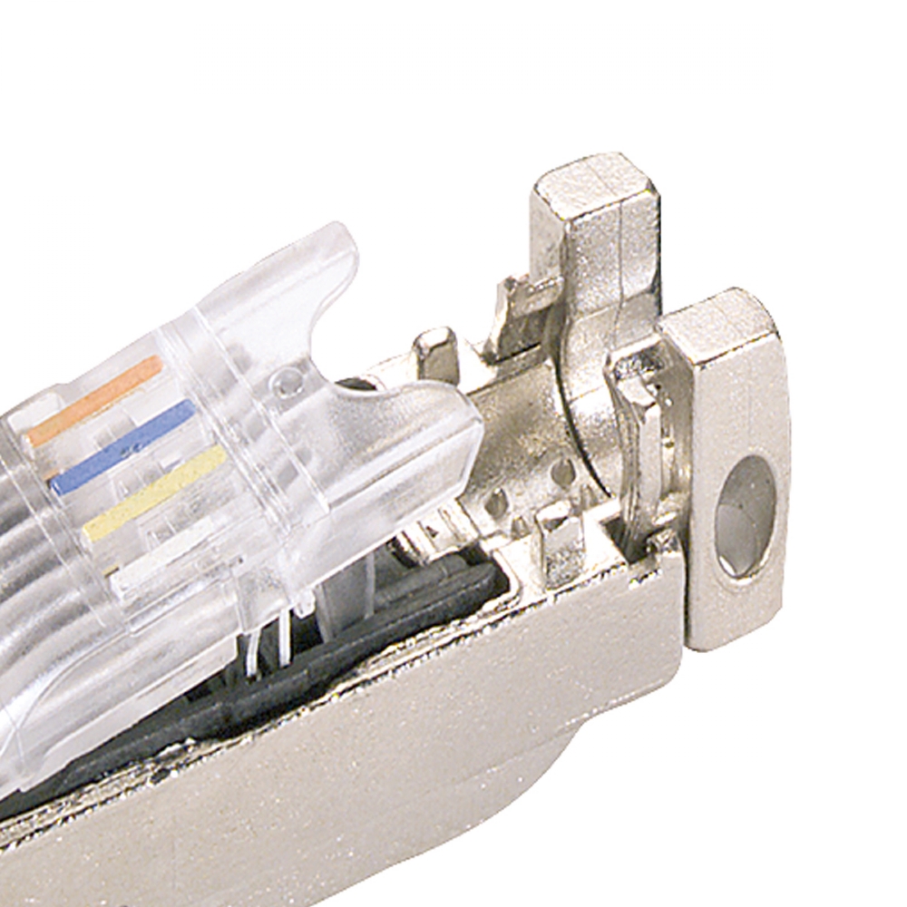 Conector Modular Industrial Blindado Rj45 Macho 180G Cat5 4 Vias Prata ...