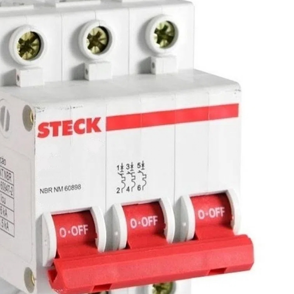 Disjuntor Mini Din Tripolar 6A 3Ka 230-400V Curva C Steck