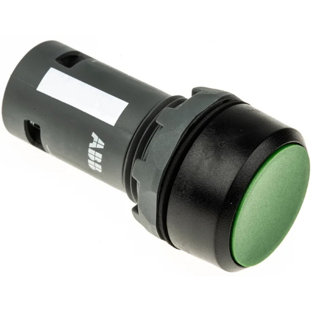 Botão Liso Verde Impulso 1Na Aro Preto Não Iluminado Abb