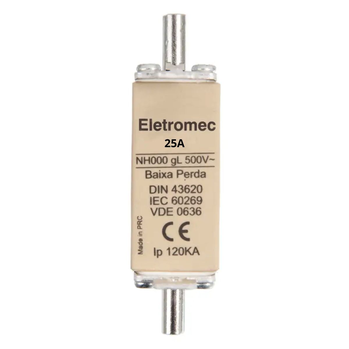 Fusível Nh Retardado Gg/Gl 25A 500V 120Ka T-000 NH000GL025C Eletromec