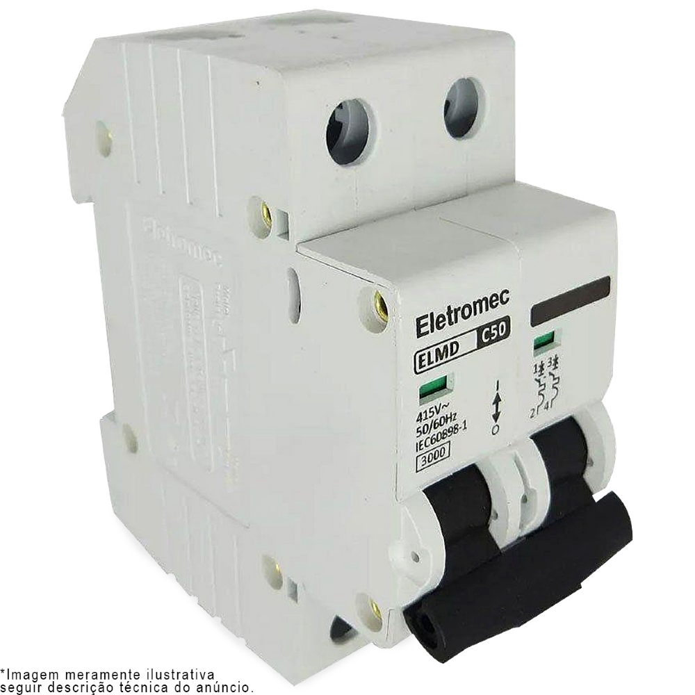Disjuntor Mini Din 2 Polos Bipolar 25A 3ka Curva C 400-440V Eletromec