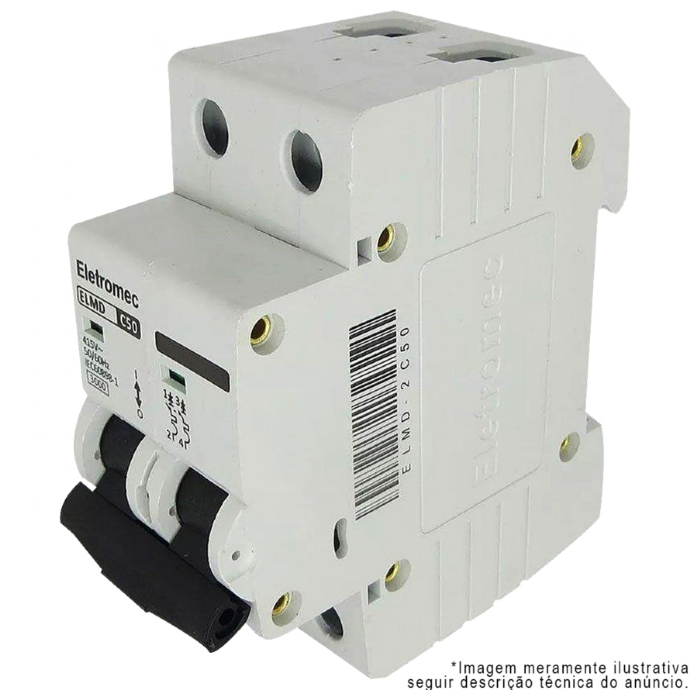 Disjuntor Mini Din 2 Polos Bipolar 25A 3ka Curva C 400-440V Eletromec