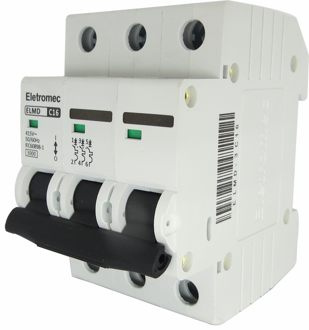 Disjuntor Tripolar Mini Din 400/440V Curva C 3Ka 16A Eletromec