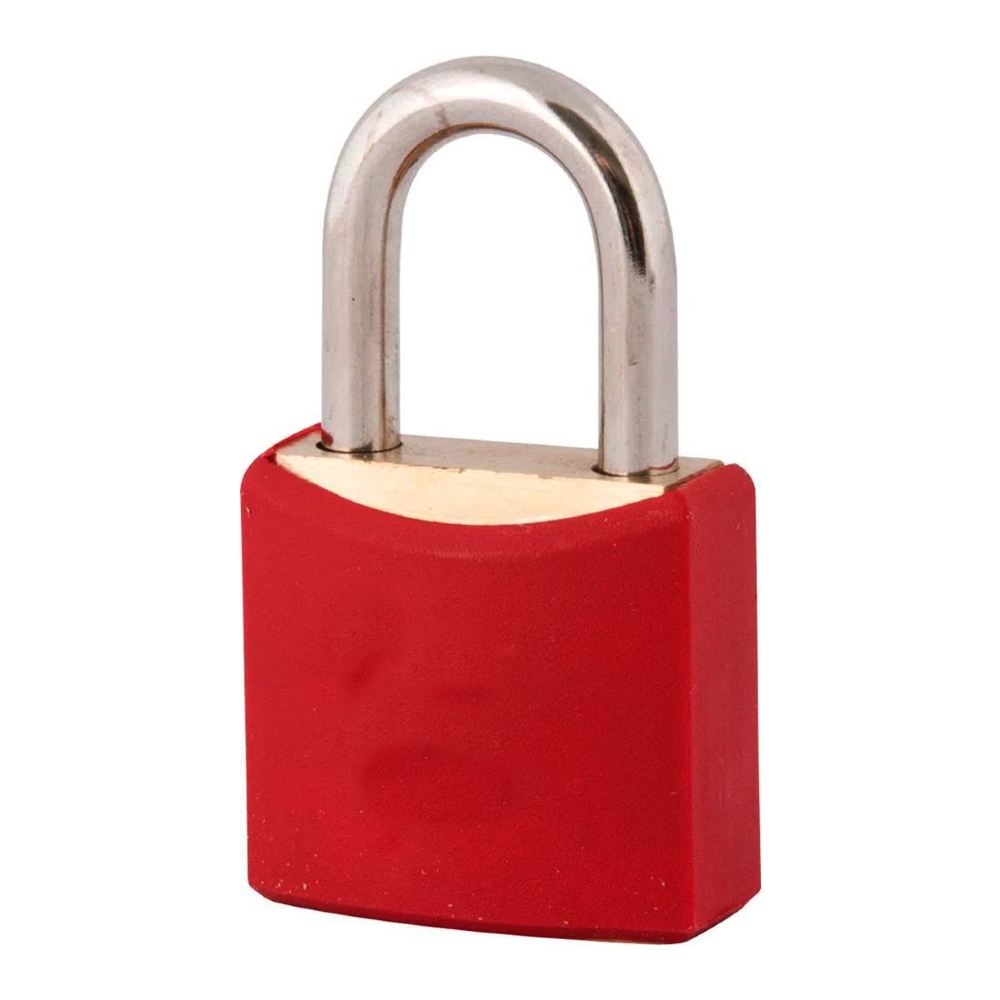 Cadeado Cores Vermelho Latão Maciço 25mm Pado