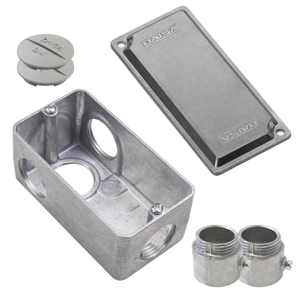 Condulete Alumínio Múltiplo Tipo L 3/4 Sem Pintura Com Tampa Daisa